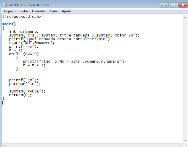 Primeiro programa em c