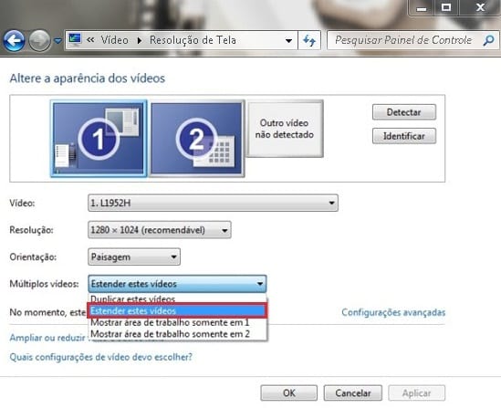 Configurando um monitor extra no notebook