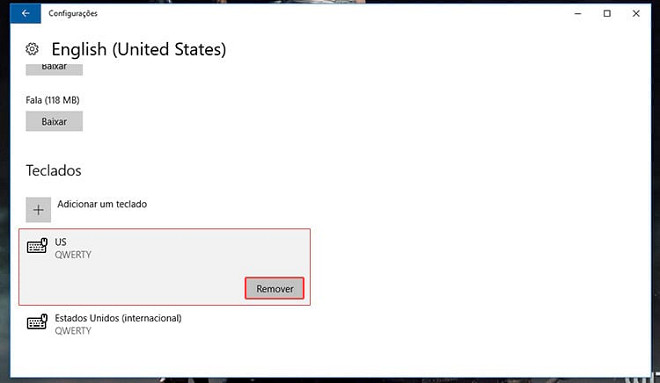 Como utilizar um teclado americano no Windows 10?