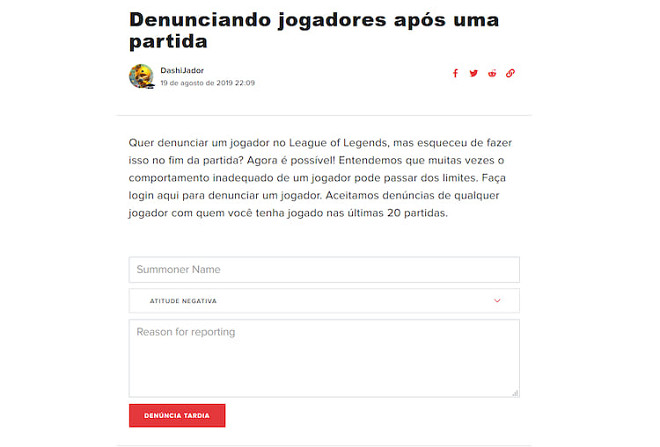 Como enviar diretamente um ticket para reportar jogadores no League of ...