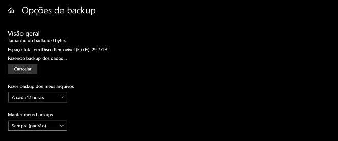 Como fazer backup dos arquivos no Windows 10