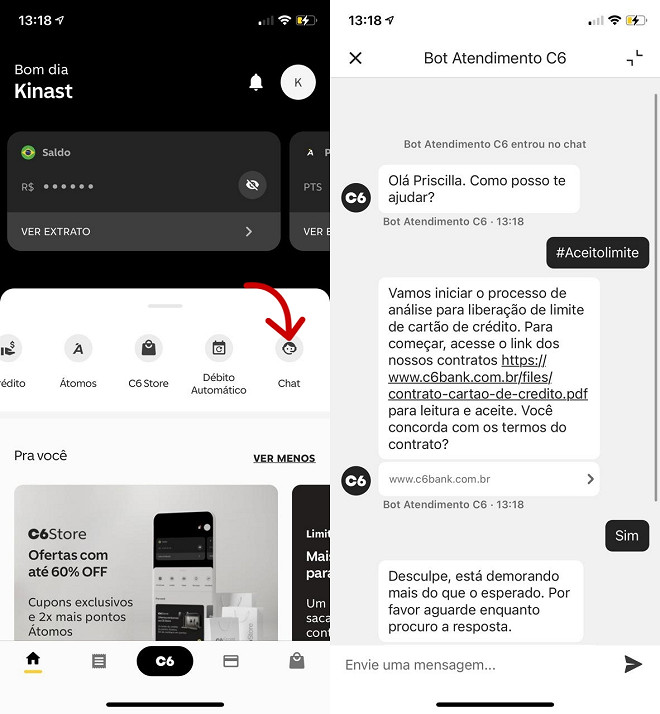 Como aumentar o limite do cartão de crédito C6 Bank?