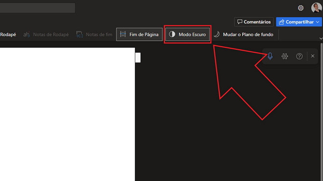 Modo escuro chega para Word na Web (navegadores)
