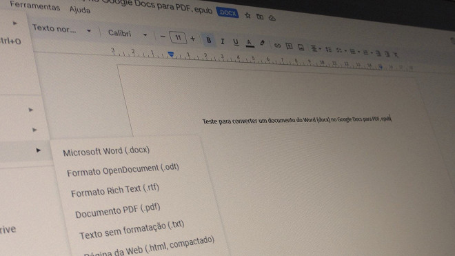 Como converter documentos Word (docx) em PDF usando o Google Docs