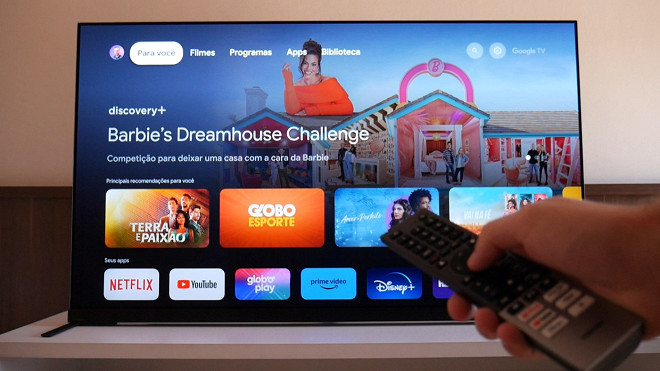 Tela inicial do Google TV chegando às TVs com Android TV no Brasil