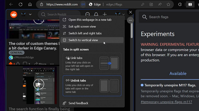 Microsoft Edge ganha novo layout de tela dividida