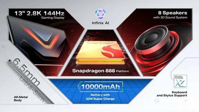Infinix Xpad GT é lançado com Snapdragon 888, tela de 144 Hz e visual gamer