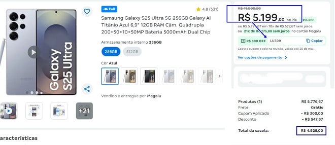 Oportunidade histórica: Galaxy S25 Ultra atinge menor preço de 2026 no ...