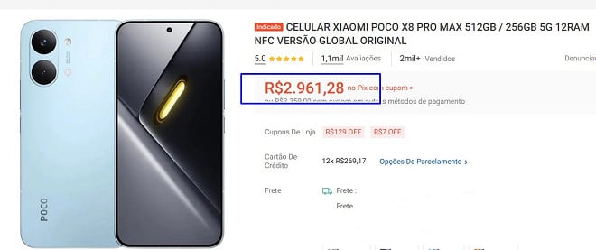 POCO X8 Pro Max fica mais barato com pagamento no PIX