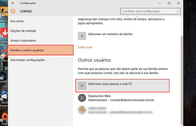 Como criar ou excluir um usuário no Windows 10?