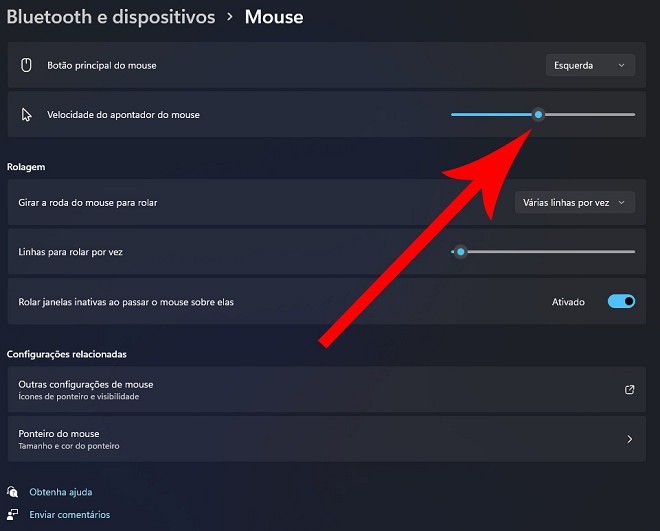 Como alterar a sensibilidade do mouse no Windows