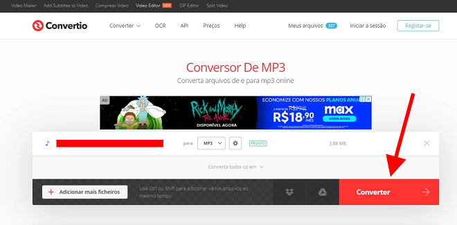 Como converter um arquivo de áudio em MP3 sem baixar nada